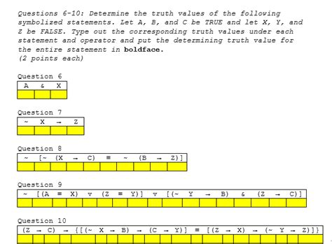 Questions Determine The Truth Values Of The Chegg