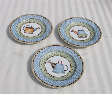 Three Debbie Mumm Watering Can Plates From Sakura Etsy