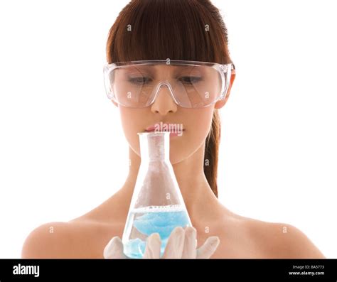 Beautiful Female Lab Worker Holding Up Test Tube Stock Photo Alamy