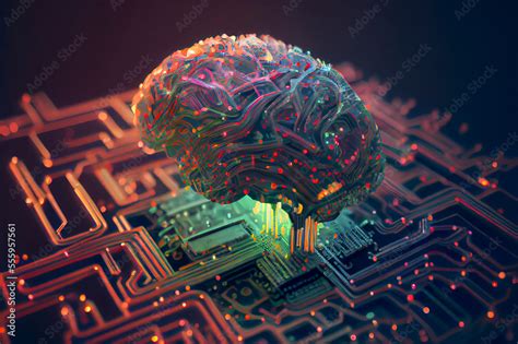 Concept Of Artificial Intelligence Human Brain Connected To Electronic