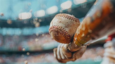 A Baseball Playerand X27s Focused Grip On A Dusty Ball Stock