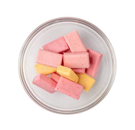 Fruit Chews Isolated Pink Chewable Candies Fruit Chew Candy Pile Square Taffy Colorful Gummy