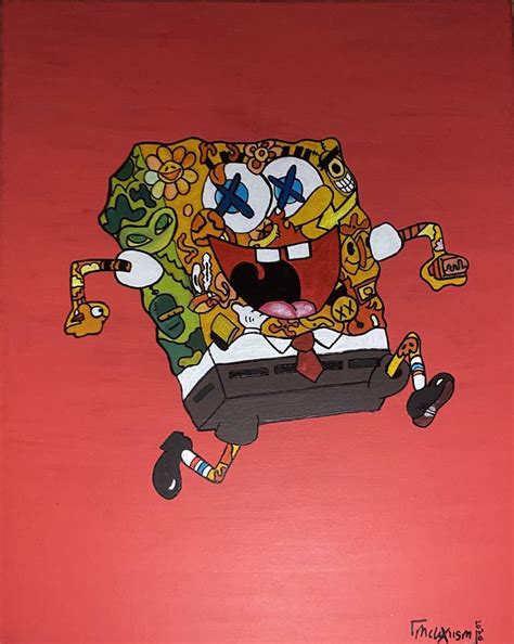 Spongebob Squarepants Doodle Art Canvas Painting Painting By Sabrin Tabib Saatchi Art
