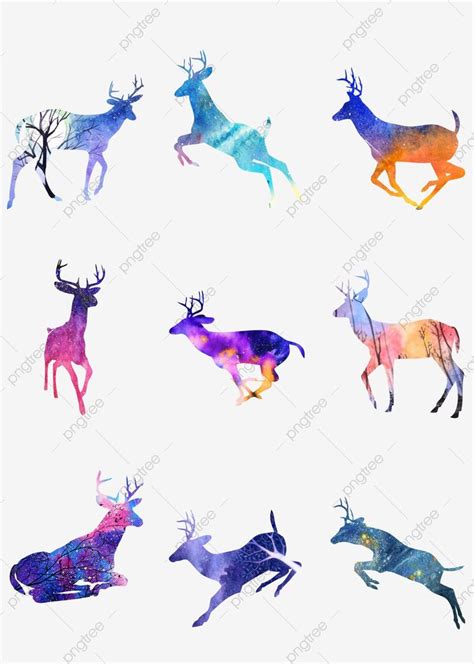 수채화 일러스트 별이 빛나는 사슴 실행 하늘 시카 사슴 별이 빛나는 새끼 사슴 실루엣 Png 일러스트 및 Psd 이미지 무료 다운로드 Pngtree 사슴