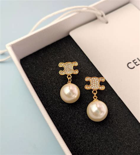 Cel트리옹프 라인스톤 진주 이어링