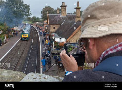 Rail Enthusiast Photographing Class 52 Western Locomotive D1015