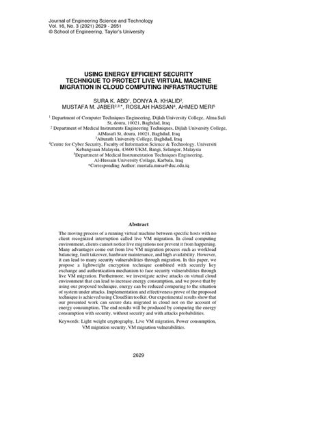 73 2022 Using Energy Efficient Security Technology To Protect The Migration Of Live Virtual