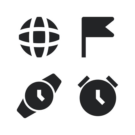 User Interface Icons Set Browser Flag Wristwatch Stopwatch Perfect For Website Mobile App