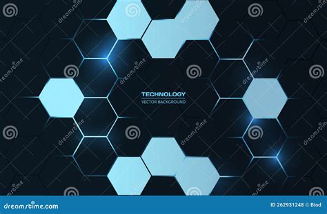 Hexagonal Abstract Dark Blue Technology Background Stock Vector Illustration Of Geometric