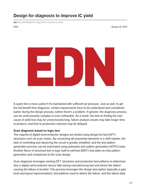 Design For Diagnosis To Improve Ic Yield Pdf Computer Engineering Computing