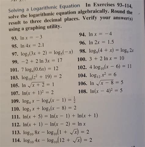 Solved Solving A Logarithmic Equation In Exercises Chegg