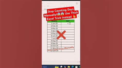Stop Counting Days Manually 😱 Use This Excel Formula Instead Excel