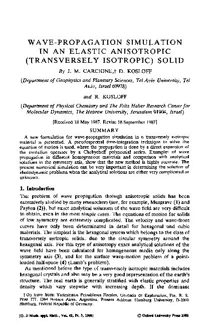 Pdf Wave Propagation Simulation In An Elastic Anisotropic