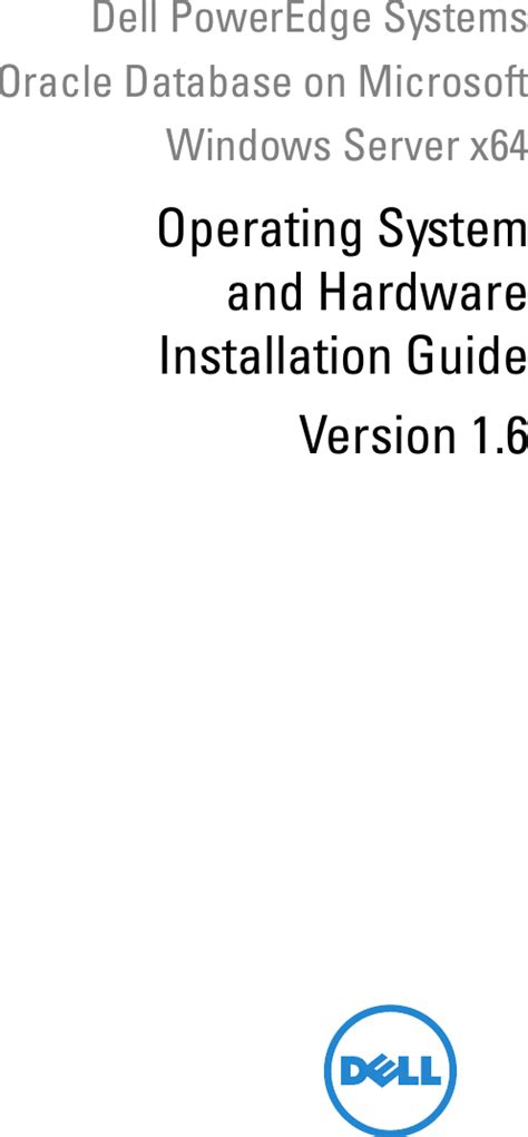 Dell Oracle Database 11g R2 Enterprise Or Standard Edition On Microsoft