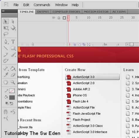 เครื่องมือ และสิ่งที่ควรรู้ใน Adobe Flash Sw Eden Net