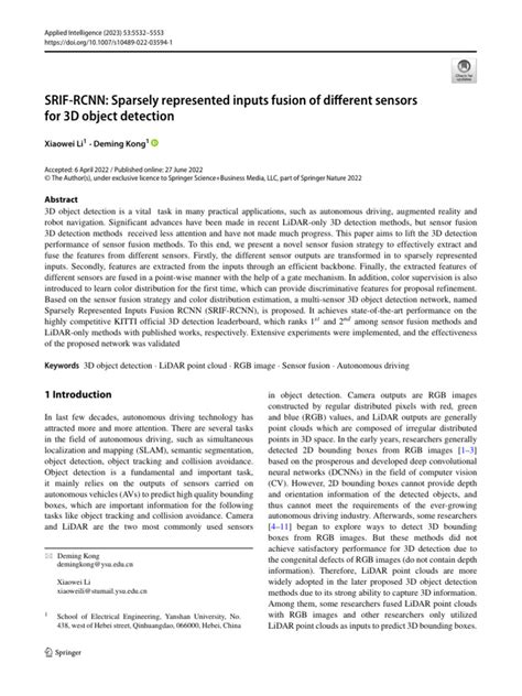 Li Kong 2022 Srif Rcnn Sparsely Represented Inputs Fusion Of