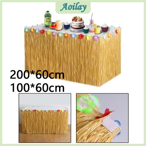 Hawaiian Table Skirt Party Decorative Grass Table Skirt Tropical Luau
