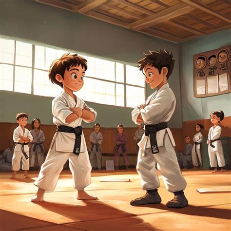 Karate School Cartoon Premium Ai Generated Image