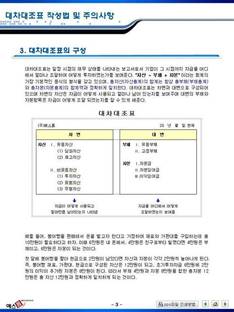 대차대조표 양식 및 샘플작성법 및 유의사항 네이버 블로그