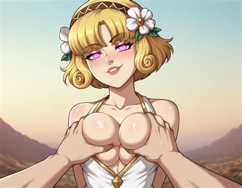 Rule 34 Ai Generated Blonde Hair Breast Grab Clothed Female Flower In