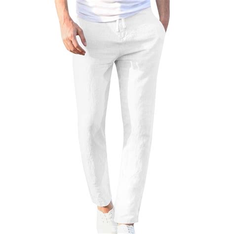 Mens Comfortable Elastic Waist Cotton Leisure Joggers Casual Stretch