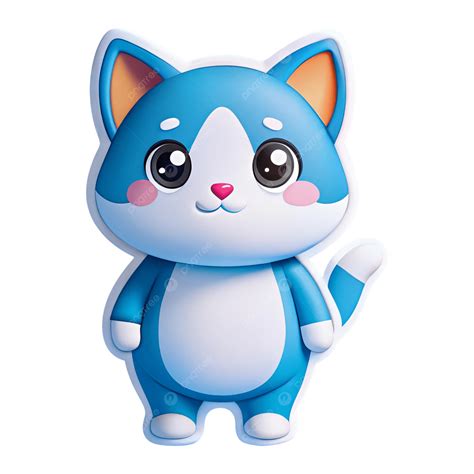 Cute Blue Cat Character Design Adorable Blue Cartoon Cat Png