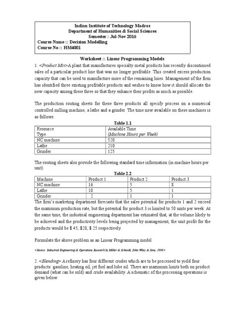 Maximizing Profits Through Optimal Production Planning Four Linear