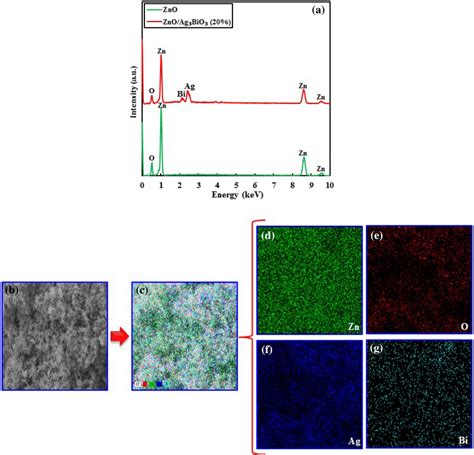 A Edx Spectra Of The Prepared Photocatalysts B G Edx Mapping Of The