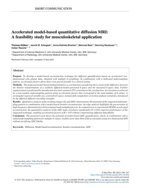 PDF Accelerated Model Based Quantitative Diffusion MRI A Feasibility Study For