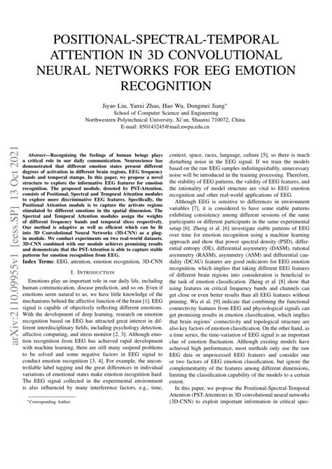 Pdf Positional Spectral Temporal Attention In 3d Convolutional Neural Networks For Eeg Emotion