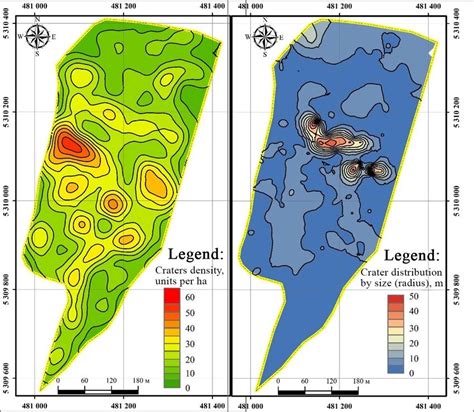 Map Of Density On The Left And Distribution Of Explosive Craters By