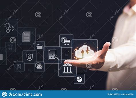 Cloud Computing Concept Icon In Male Hand Digital Network Data Connection Technology Modern