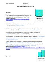 Diffusion Osmosis Lab Name Thaddeus Lee Date DIFFUSION OSMOSIS VIRTUAL LAB