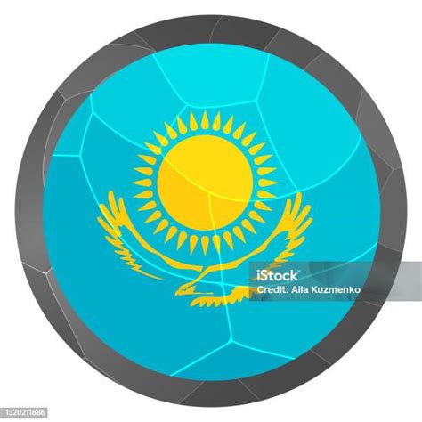 카자흐스탄의 국기와 유리 빛 공 둥근 구 템플릿 아이콘 카자흐어 국가 상징 흰색 배경에 강조 표시된 광택 사실적 공 3d 추상 벡터 일러스트레이션 큰 거품 3차원 형태에