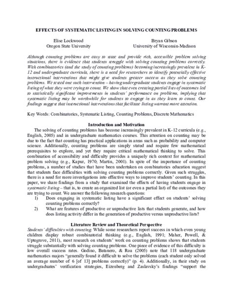 Pdf Effects Of Systematic Listing In Solving Counting Problems