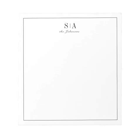 Minimal Couples Monogram Personalized Stationery Notepad Zazzle