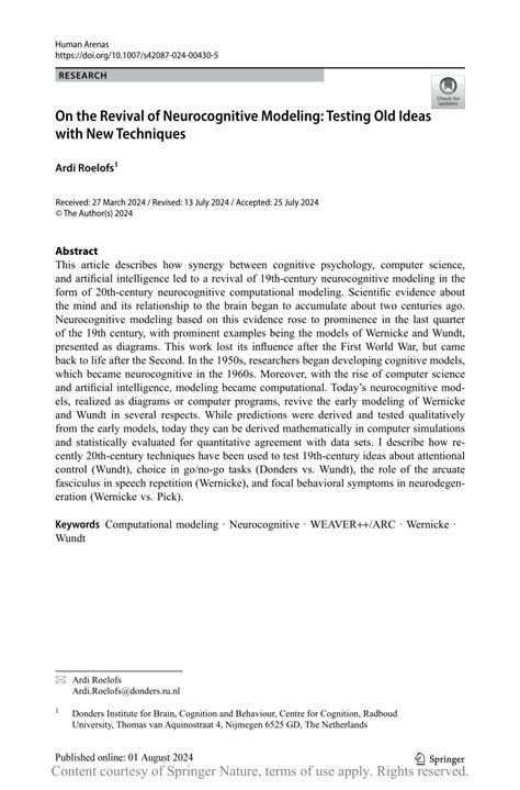 Pdf On The Revival Of Neurocognitive Modeling Testing Old Ideas With