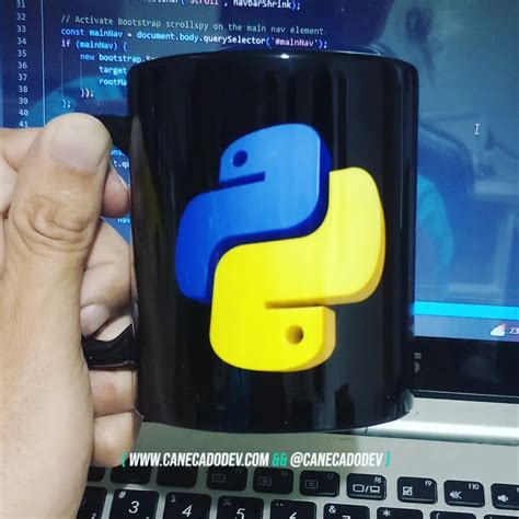 Caneca Python 3d Preta Caneca Do Dev Canecas E Produtos De Programação