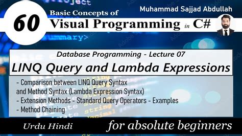60 linq query and lambda expressions db 7 visual programming youtube