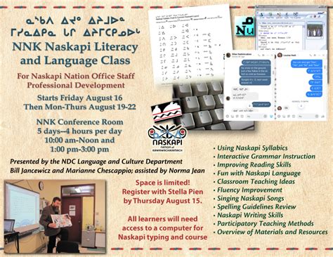 Naskapi Literacy And Language Class For Nnk Staff Naskapi Nation Of