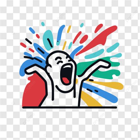 굵은 외곽선 스타일로 벡터 흰색 배경에 있는 단순한 다채로운 흥분 아이콘 그림자 없음 작은 프레임 중앙 Png 일러스트 및 벡터 에 대한 무료 다운로드 Pngtree