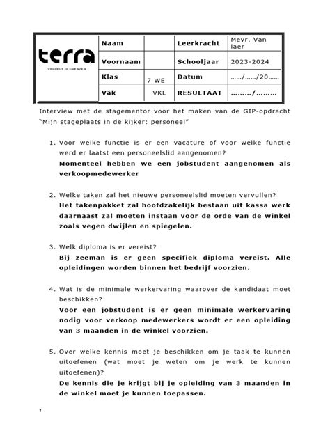 Interview Voor Opdracht Functieomschrijving Pdf