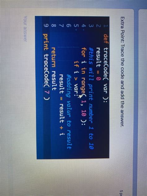 Solved Extra Point Trace The Code And Add The Answer 5 Pc Chegg Com