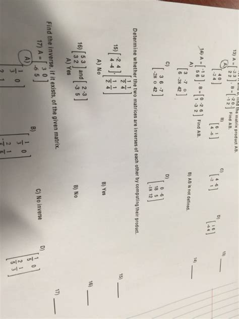 Solved Find The Matrix Product AB A B Chegg Com