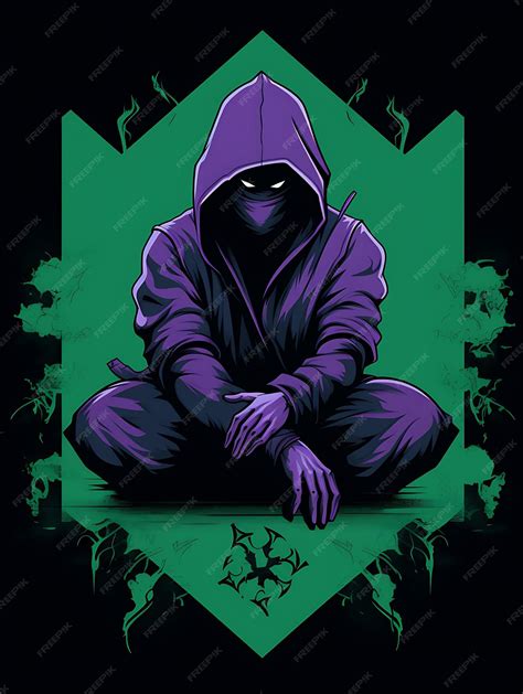 Premium Ai Image Tshirt Design Of Ninja Assassin Crouching With Shurikens Stealthy Expression