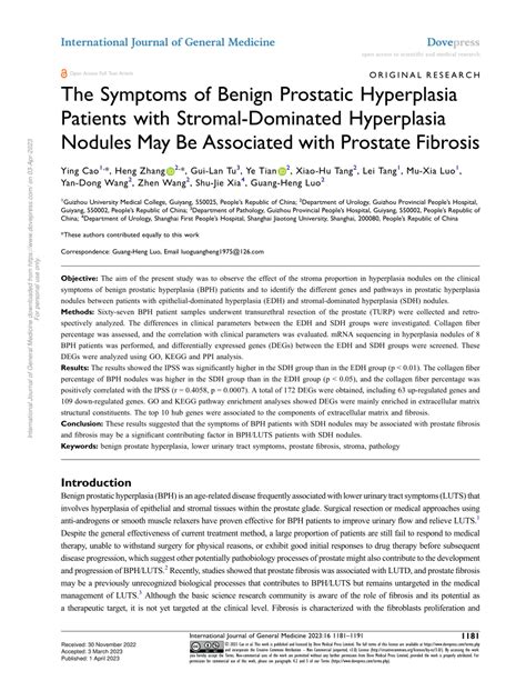 Pdf The Symptoms Of Benign Prostatic Hyperplasia Patients With