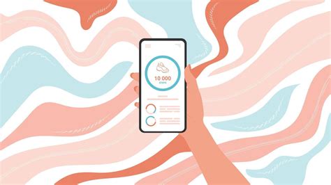 Girl Holding Phone On Screen Step Tracking App Pedometer Flat Cartoon Style Illustration