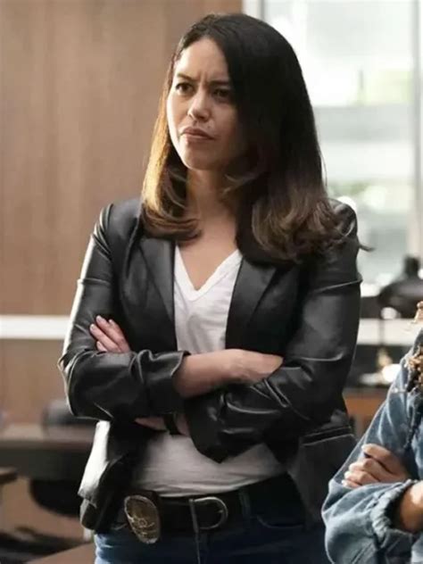 Angela Lopez The Rookie 2025 Black Leather Blazer