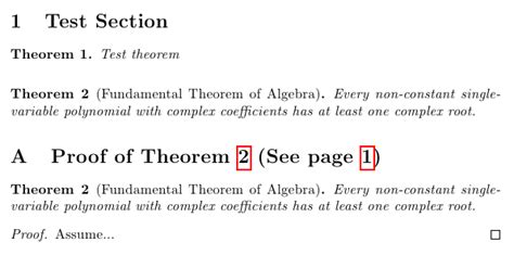 Cross Referencing How Do I Reference In Appendix A Theorem Given In The Body Tex Latex