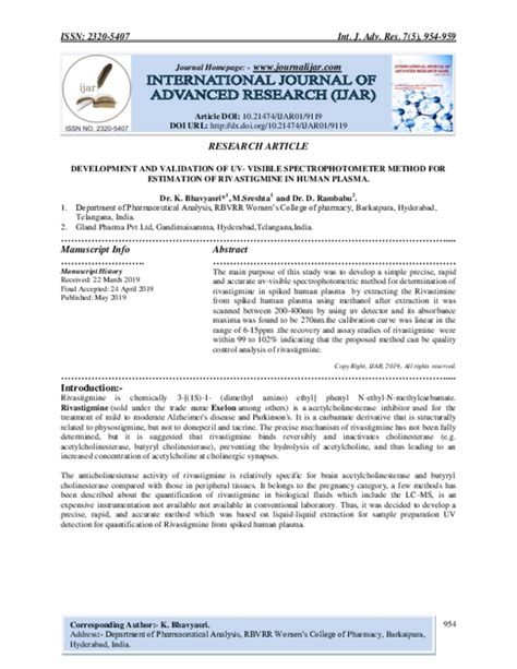 Pdf Development And Validation Of Uv Visible Spectrophotometer Method For Estimation Of